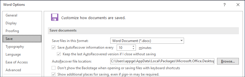 Recover Unsaved or Lost Word Documents on Windows 10
